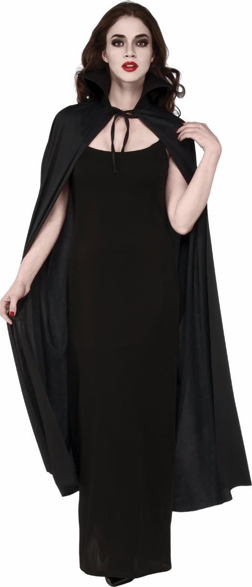 Long Black Cape with Collar - Screamers Costumes