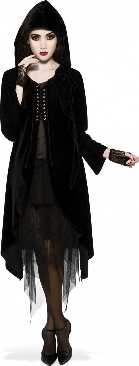 Velvet Hooded Lace Up Adult Robe - Screamers Costumes