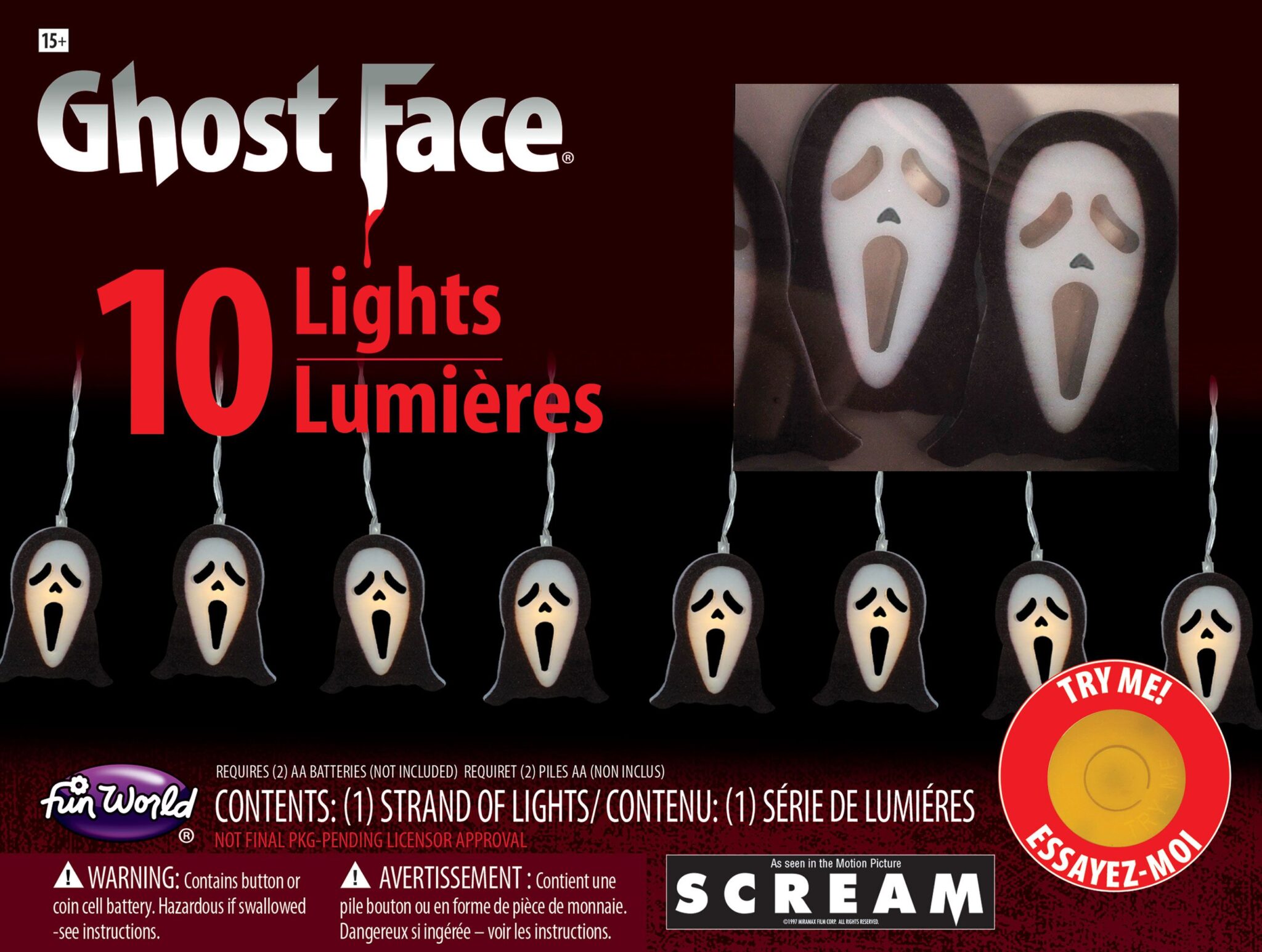 10 Ghost Face® String Lights - Screamers Costumes