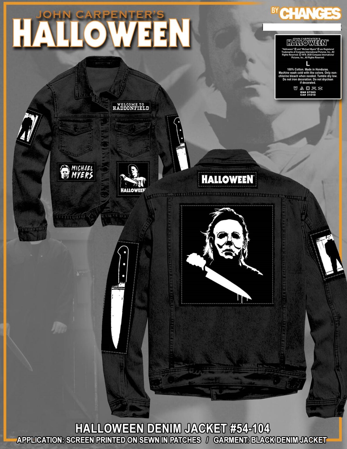 Halloween Michael Myers Denim Jacket - Screamers Costumes