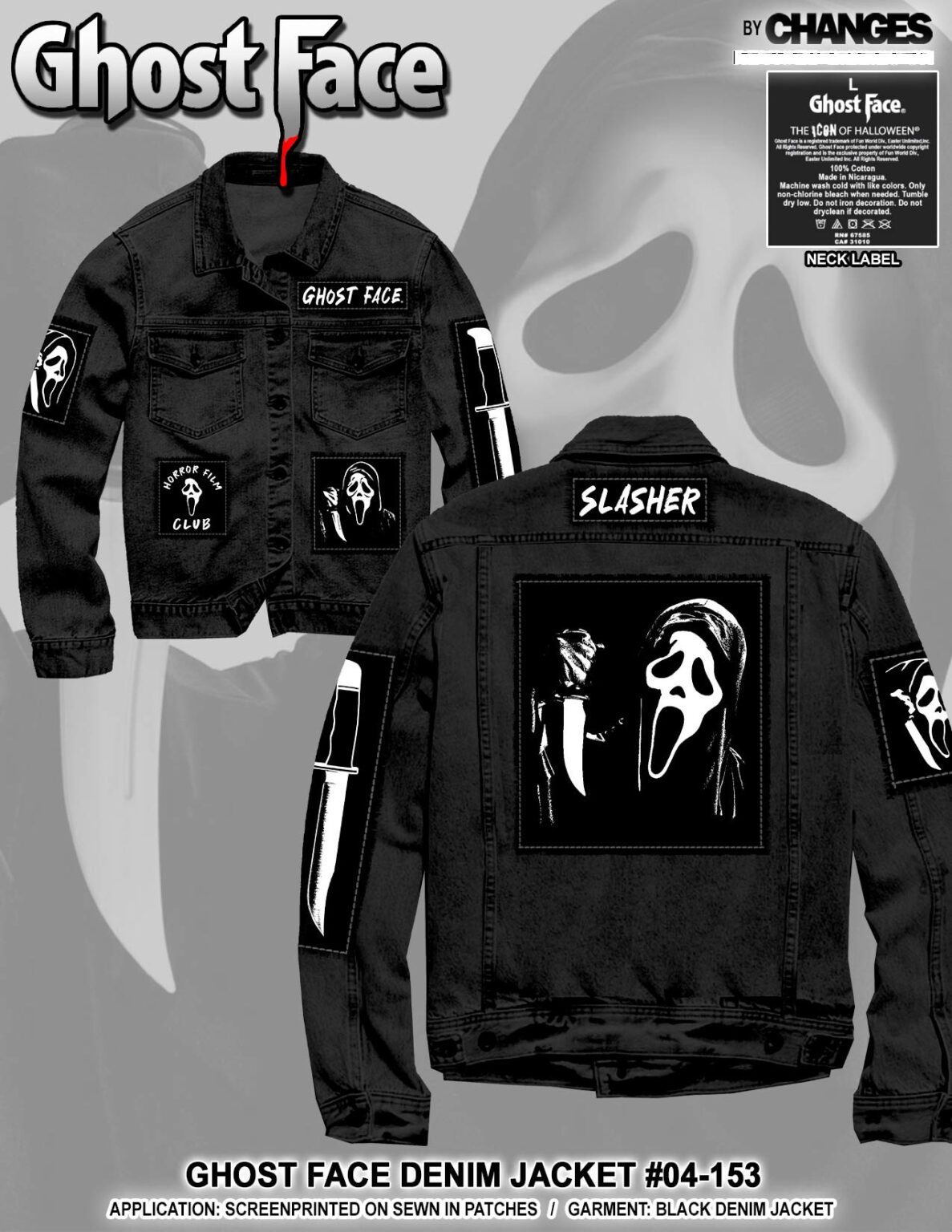GhostFace Denim Jacket - Screamers Costumes