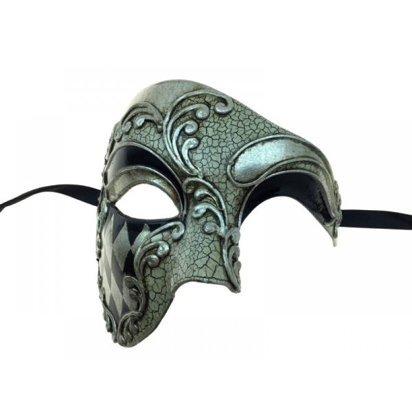 Phantom of the Opera Mask – Silver and Black - Screamers Costumes