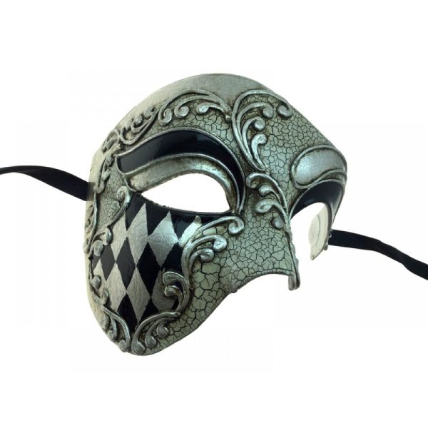Phantom of the Opera Mask – Silver and Black - Screamers Costumes