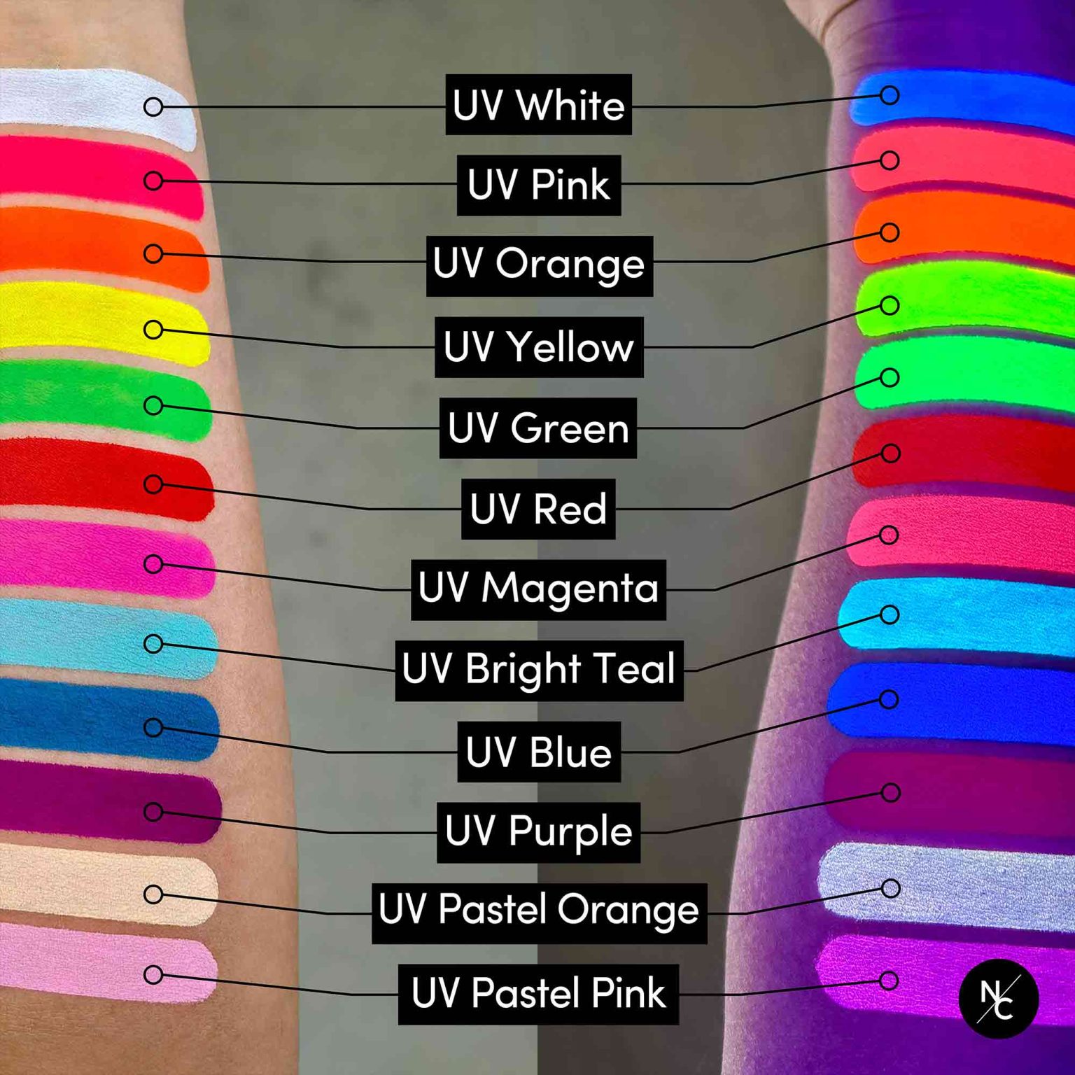 12 Color UV Water Activated Glow Palette - Screamers Costumes