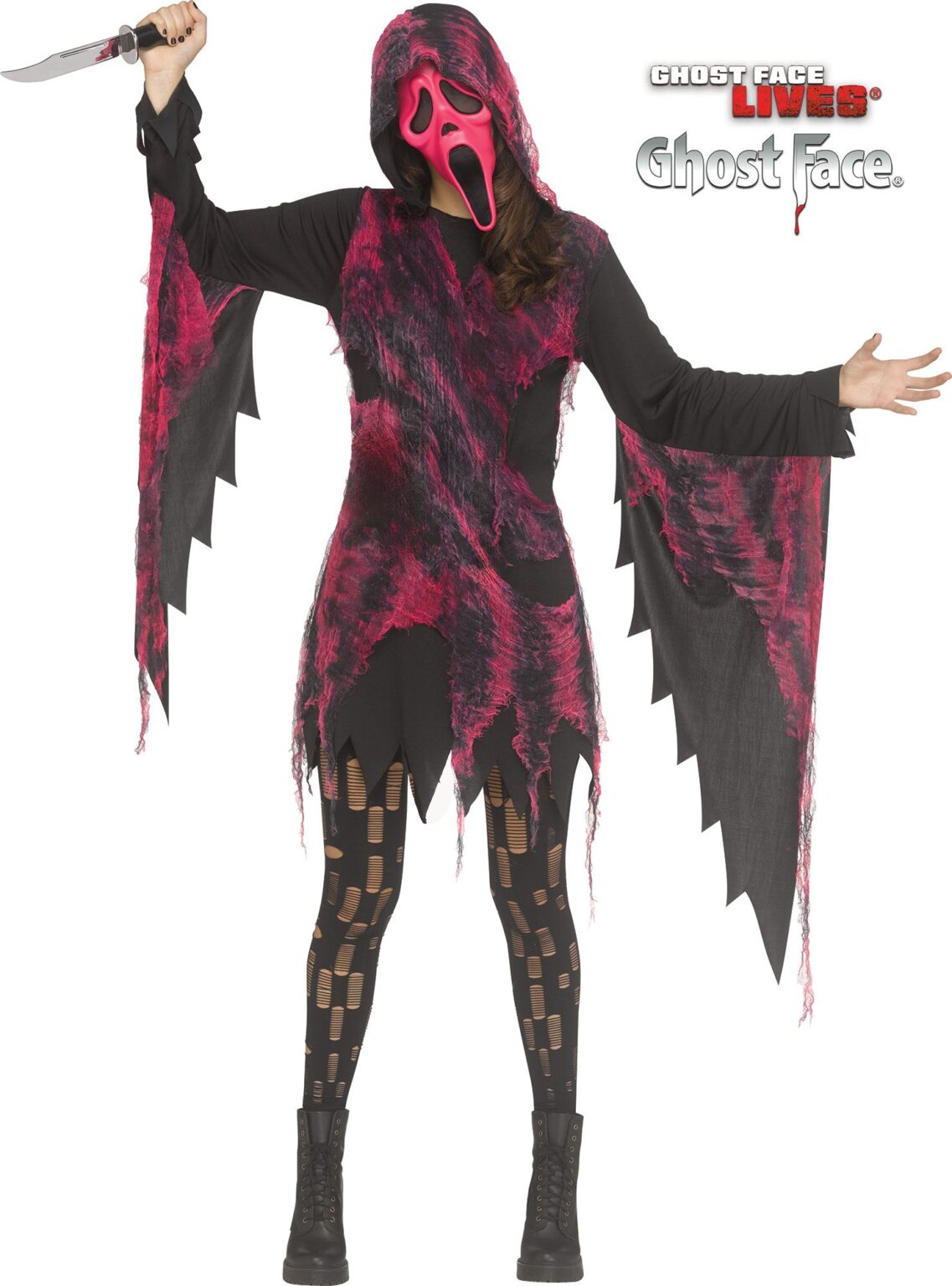 Pink Gauze Ghost Face Adult Costume - Screamers Costumes