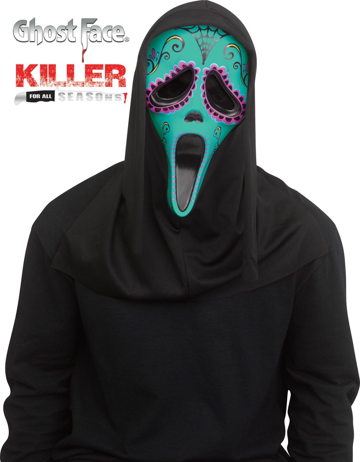 Ghost Face Day Of The Dead Mask - Teal - Screamers Costumes